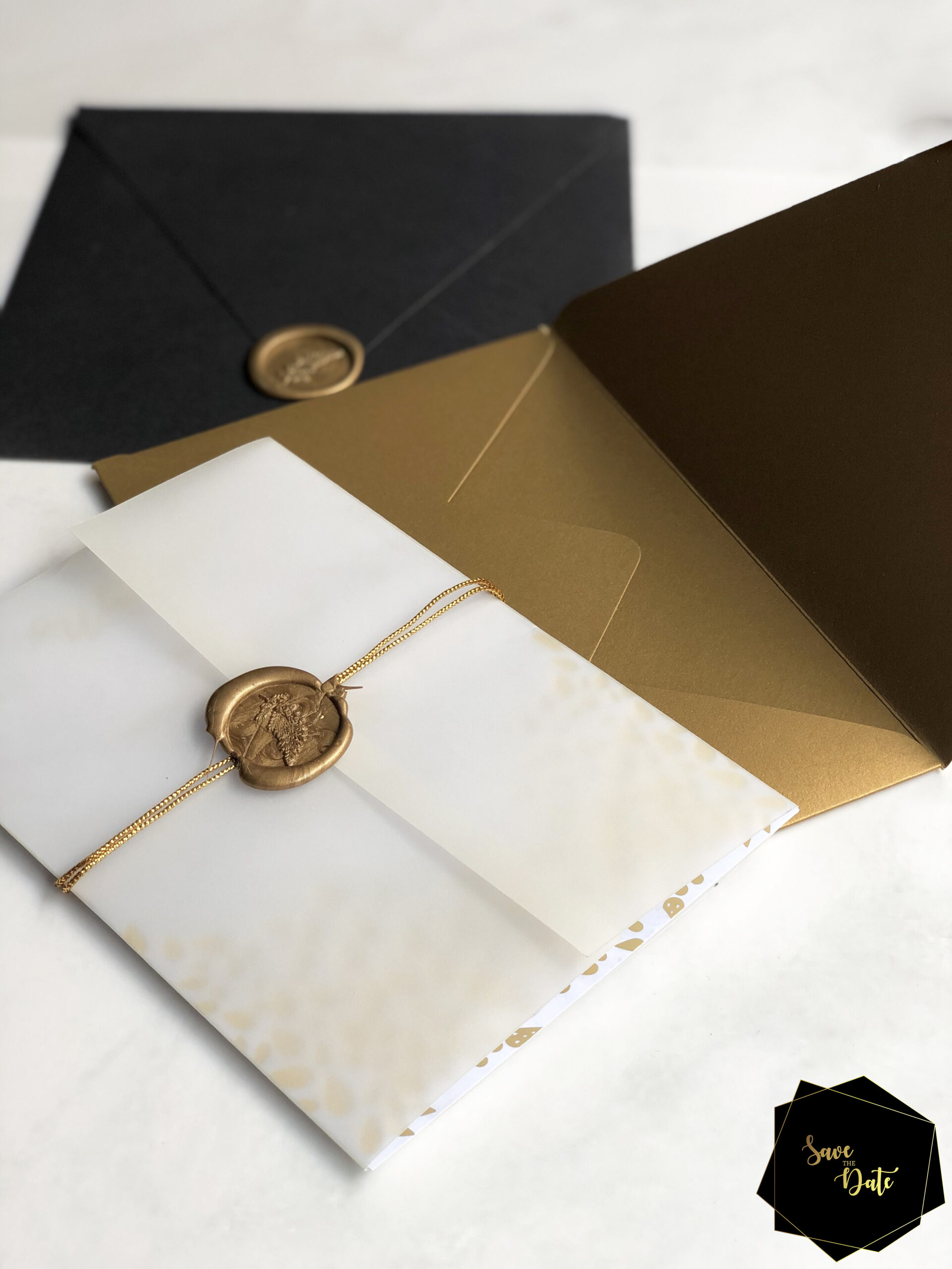 Gold Affair – Signature Invitation Set - Save The Date