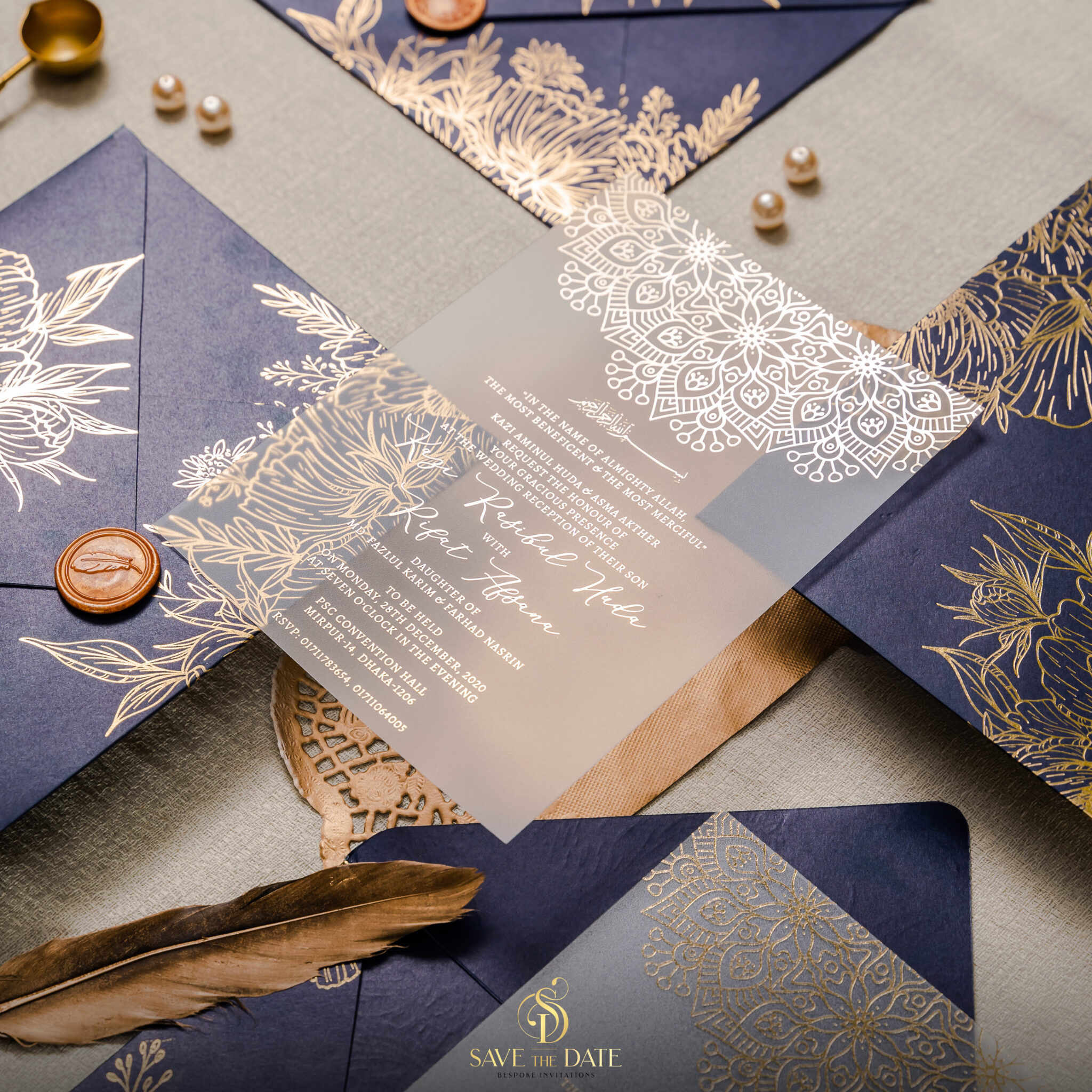 Blue Canary – Semi-transparent Invitation Set - Save The Date