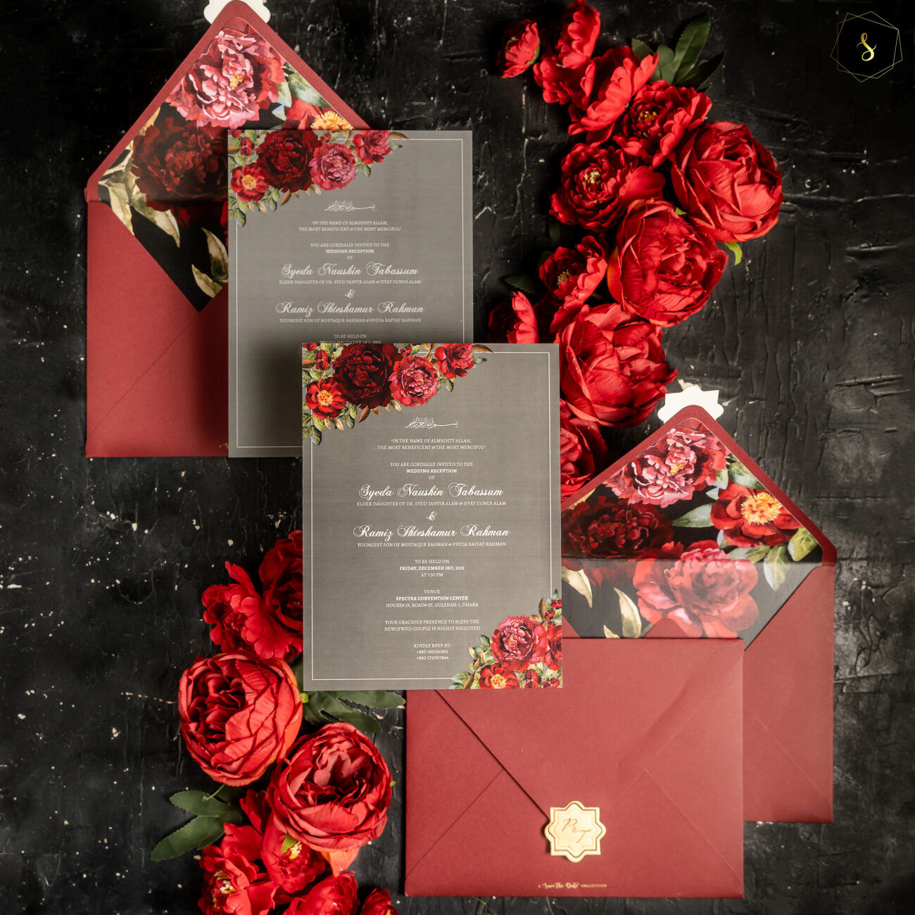 Rouge Blossoms Classic Invitation Set - Save The Date