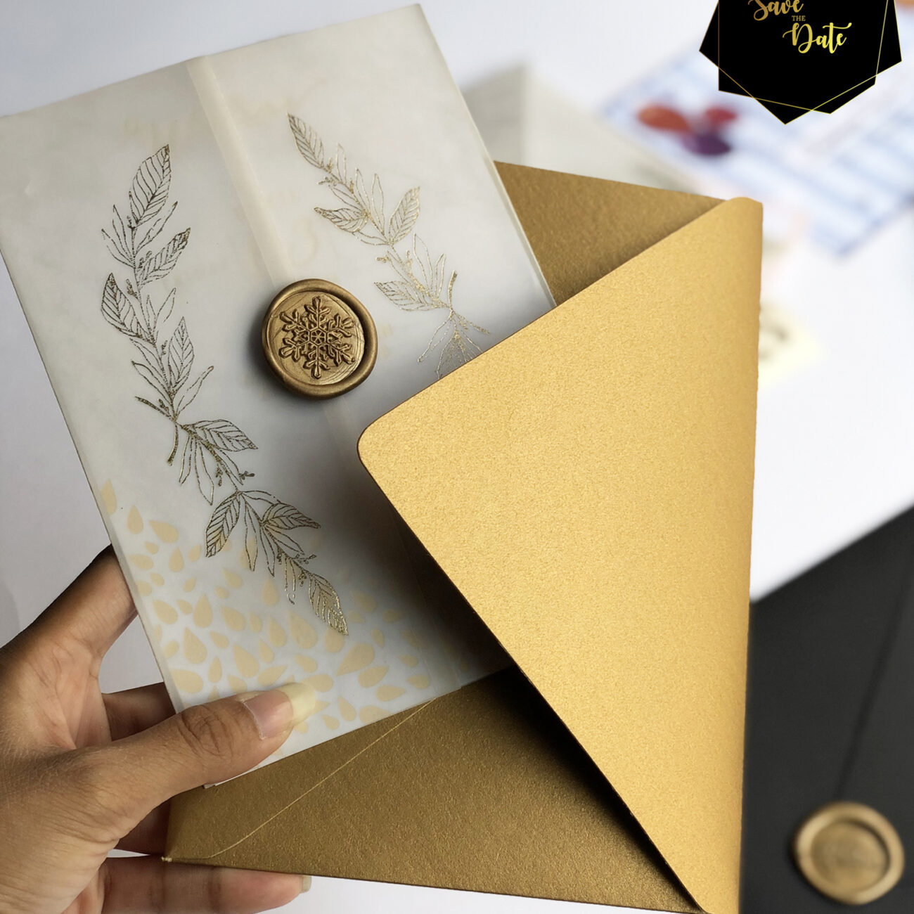 Jamdani Serenity – Signature Invitation Set - Save The Date